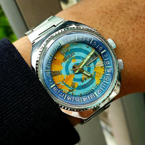Super rare Vintage Orient World Diver circa 1970 Orient World Map Dial ...