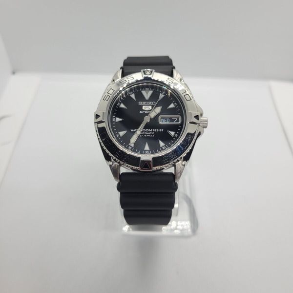 Seiko 5 Sports Automatic Men's Stainless Steel Watch with Black Strap ...