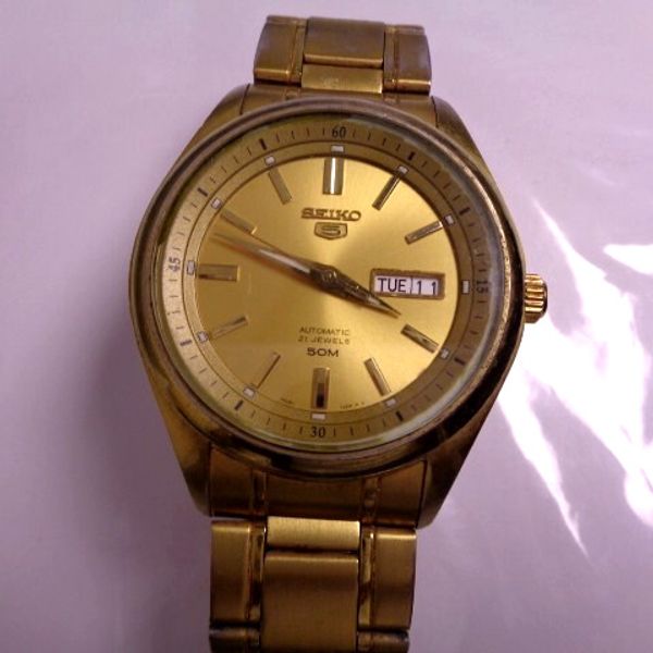 Seiko 5 Sports Mens Watch Automatic Day & Date Gold Dial 7S26-04M0 ...