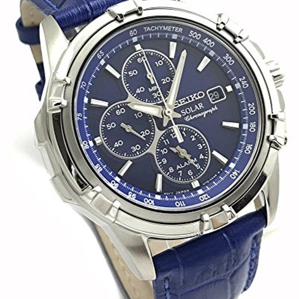 SEIKO Seiko Solar Chronograph Photoelectric Blue Genuine Leather Set ...