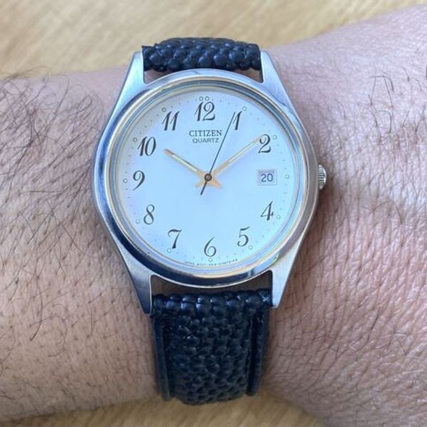 Citizen Quartz Watch Vintage Arabic Numerals White Dial Stainless Steel ...