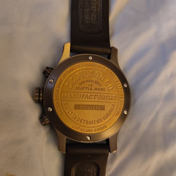 Filson by Shinola Charcoal Dial Mens Quartz Chronograph Needs Battery ...