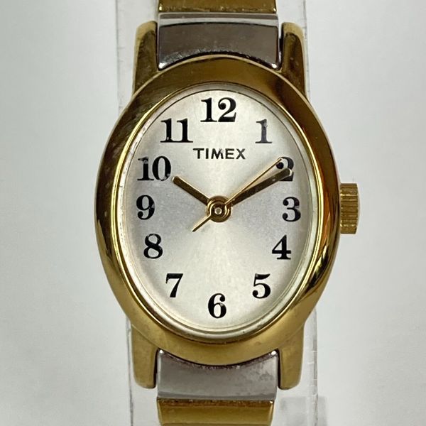 Timex Watch Women 18mm Silver Gold Two Tone Oval Stretch Band New ...