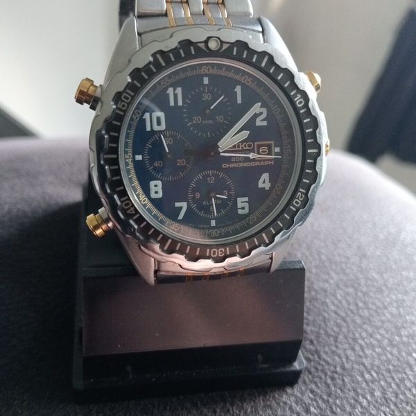 SEIKO SPORTS 200 CHRONOGRAPH 7T32-7030 WATCH BLUE/GOLD DIAL IN BOX. | WatchCharts Marketplace