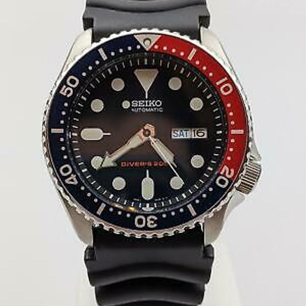 Seiko Divers 200m Automatic Pepsi Bezel Black Rubber Strap Men’s ...