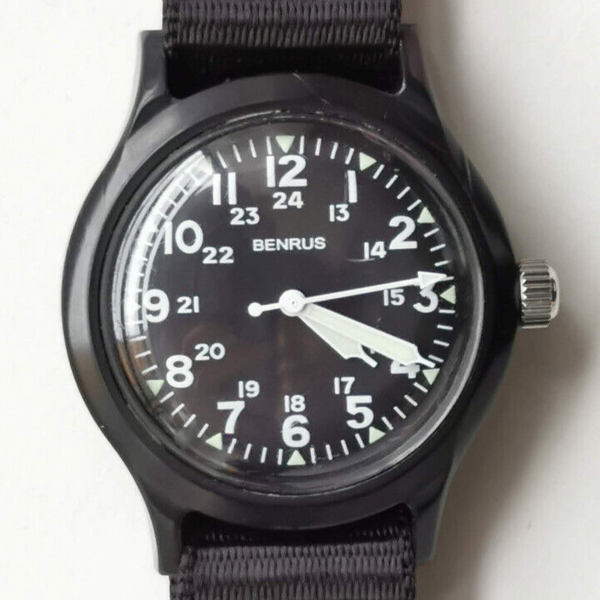 Benrus Military Watch BR763 Black 1970s Revision #763 Series Swiss Made ...