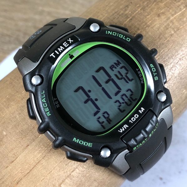 Timex Men TW5M03400 Ironman 100 Lap Black Rubber 45mm Quartz Digital ...