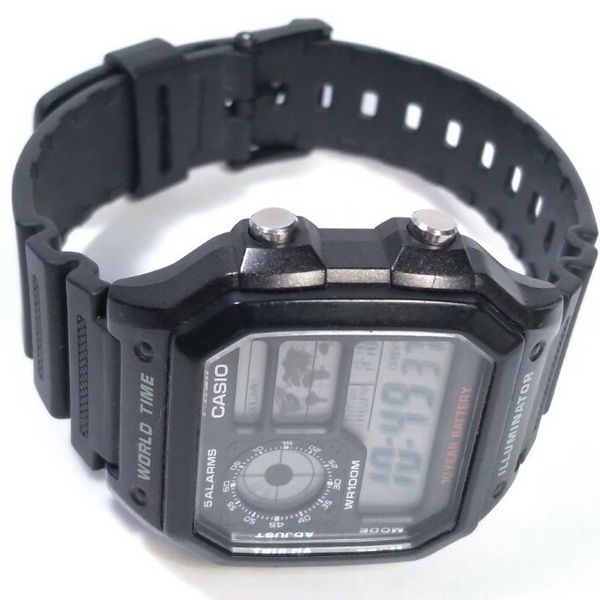 Men Casio Watch 3299 Ae-1200wh Digital 48 Cities World Time 5 Alarm ...
