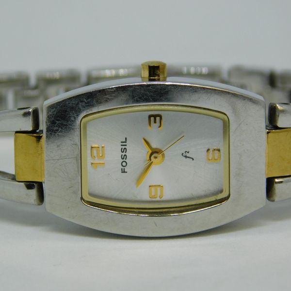 FOSSIL F2 ES-9646 All Stainless Steel Quartz Women's Watch Sz.5 3/4 ...