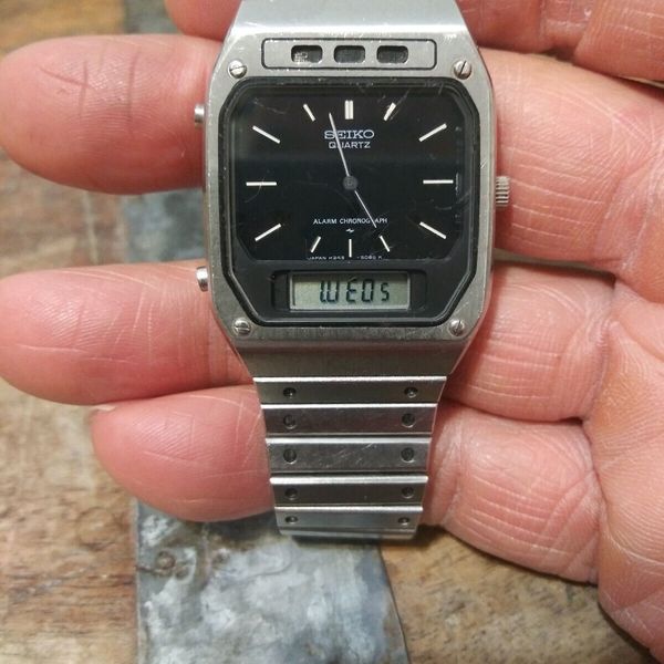 Vintage 1981 Seiko H249-5069 Ana Digi Lcd Mens Alarm Chronograph Watch ...