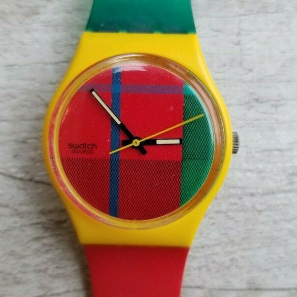Original Vintage 1985 SWATCH Watch McGREGOR Plaid GJ100 Working - 5464 ...