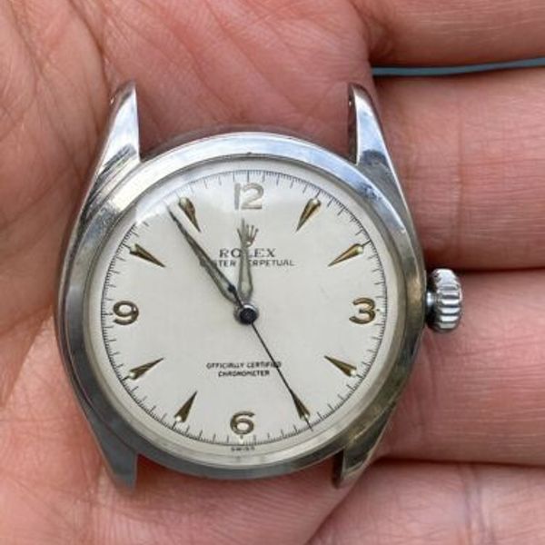Rare 1950s Rolex Oyster Perpetual Bubbleback 34mm Stainless Steel ...