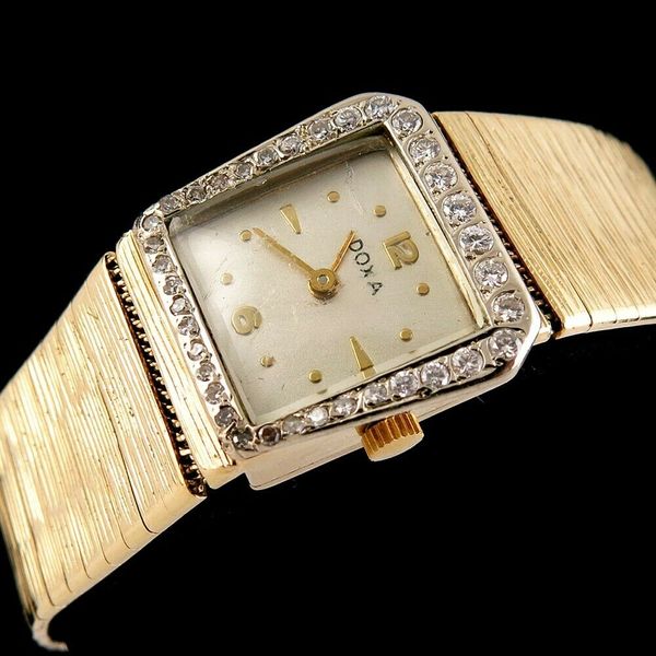 Vintage Ladies 14k Gold Doxa Quartz Diamond Wrist Watch | WatchCharts
