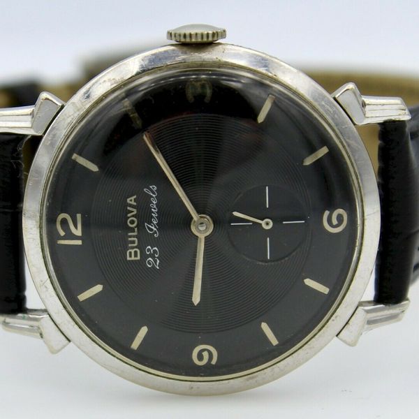 Vintage Bulova 23 Jewel Watch Vinyl Record Dial Men's Cal 10BP Hand ...
