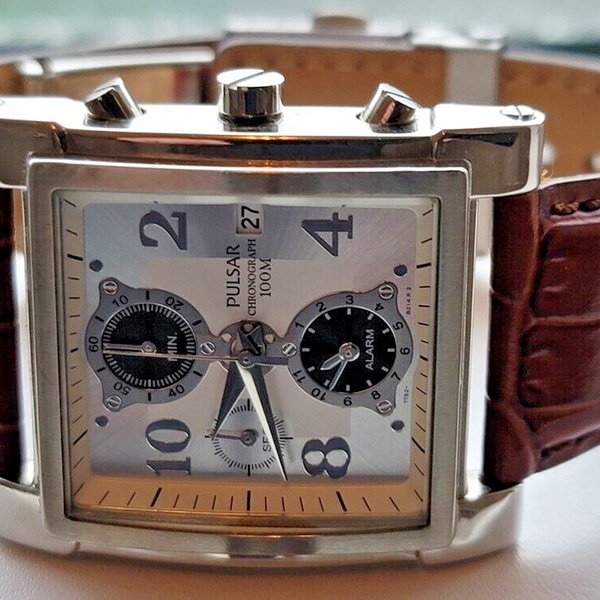 MENS WATCH PULSAR BY SEIKO CHRONOGRAPH SQUARE 100M DRESS MANS WATCHES ...