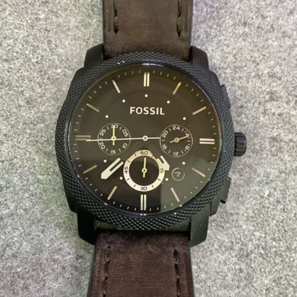 FOSSIL Machine Chronograph FS4656 Men's Chronograph Leather Strap Watch ...