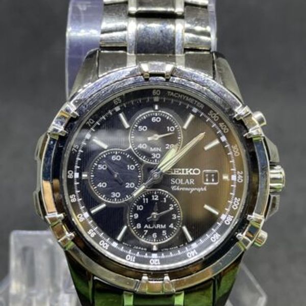 Seiko SSC143 Men's Solar Dress Chronograph Black Dial Two-Tone Watch ...