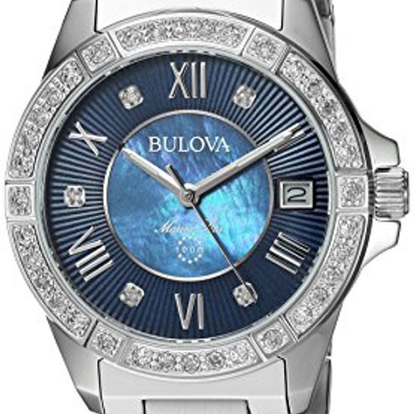Bulova Bulova Ladies Quartz Stainless Steel Casual Watch, Color: Silver-Tone Down (Model: 96R215 ...