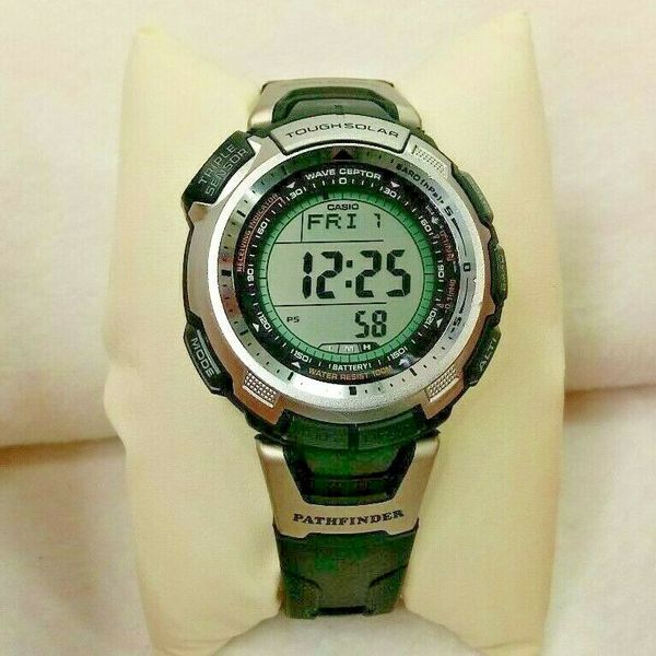 Casio Pathfinder 3070 Solar Wave Ceptor Tri-Sensor PAW-1300 100M Watch ...