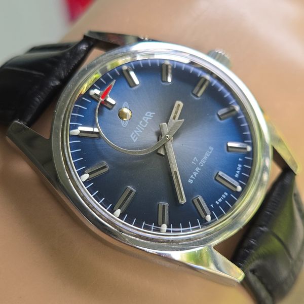Vintage ENICAR men's manual wind watch AR-160 Rocket Second hand swiss ...