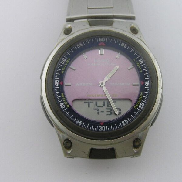 Vintage Casio Telememo 30 5 Alarm Watch Purple Dial w/ Band 2747 ...
