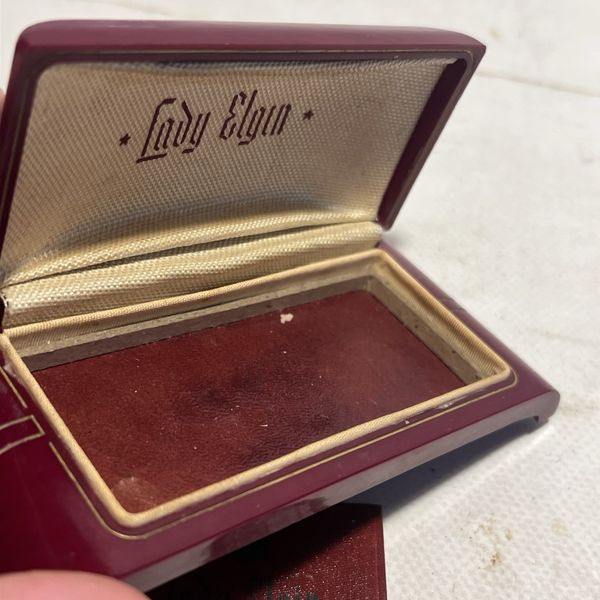 LADY ELGIN VINTAGE RED CELLULOID WATCH CASE RARE - Box Only Watch Not ...