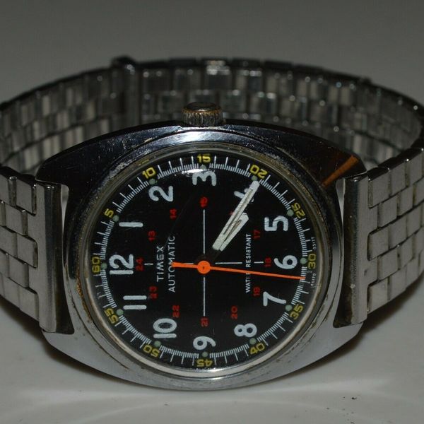 Vintage Timex Viscount Military Style Automatic Watch 1977 Model 46170 ...