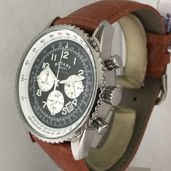 Rotary Menâ s Chronospeed Chronograph Brown Leather Strap Watch GB03351 ...