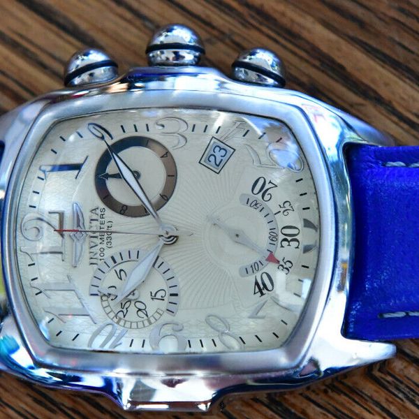 Invicta Grand Lupah Chronograph 2100 Mens Watch Blue Band Retail $625 ...