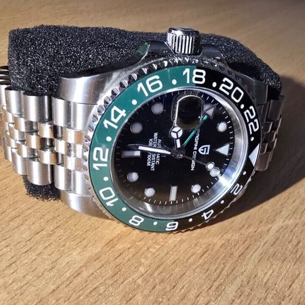 PAGANI DESIGN PD1662 GMT NH34 SEIKO AUTOMATIC SPRITE GREEN BLACK LHD ...