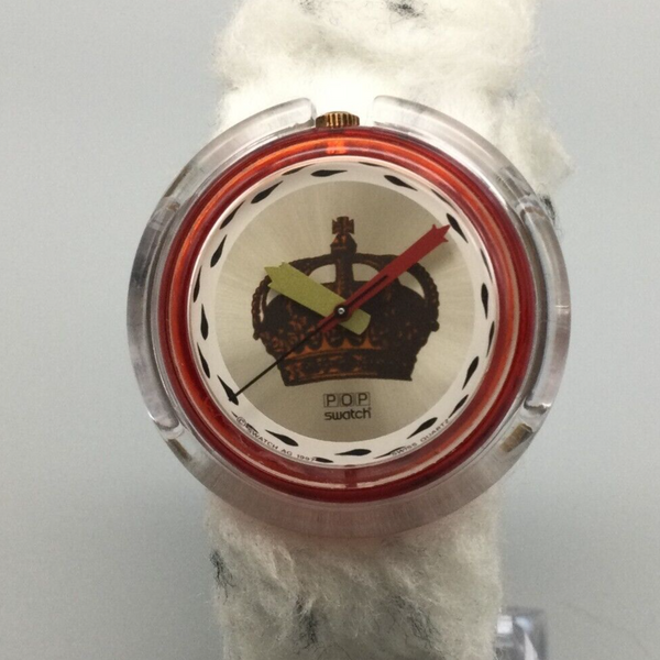 Vintage Midi Pop Swatch Royalty Watch Unisex 1997 Furry Leather Band ...