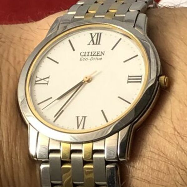 7" MENS CITIZEN ECO-DRIVE STILETTO 2TONE STAINLESS G431 WRIST WATCH ...