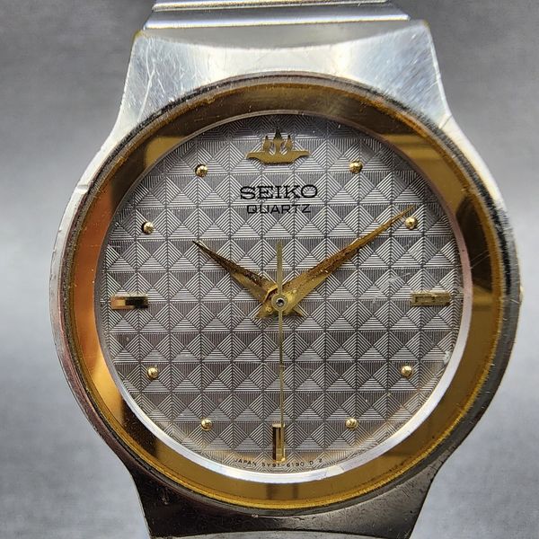 Seiko Watch Men 30mm Silver Dial Two Tone 5y91-6090 New Battery ...