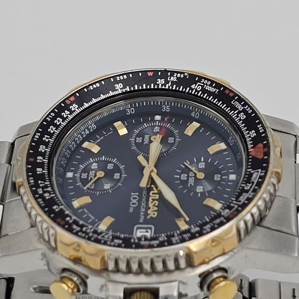 PULSAR SEIKO FLIGHTMASTER V657-8040 Vtg Chronograph Men's Watch Runs ...
