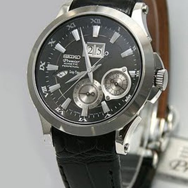 SNP005P1 Seiko Mens Black Silver Kinetic Watch for $350 | WatchCharts ...
