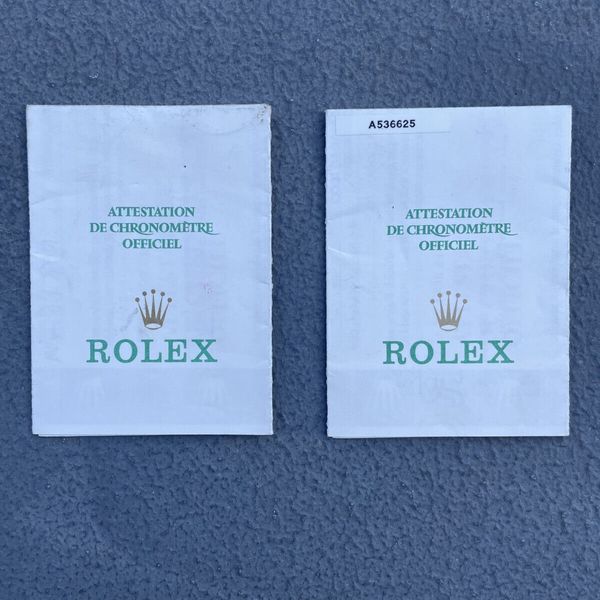 Genuine ROLEX 1999 A serial and 2000 U serial Guarantee Certificate ...