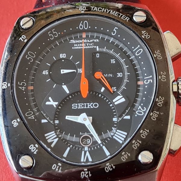 Grande cronografo uomo Seiko Sportura Kinetic degli anni 2000 ...