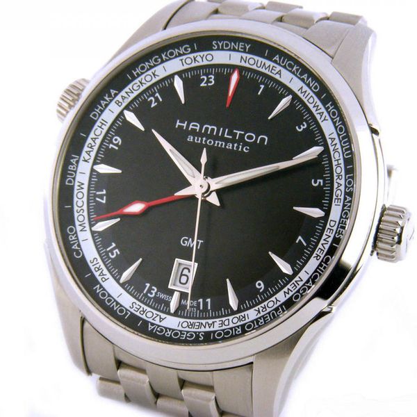 HAMILTON 42mm Jazzmaster GMT Automatic Watch Stainless Steel Bracelet ...