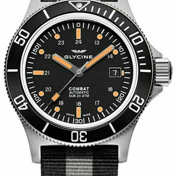 Glycine Combat Sub Vintage Dial Automatic 42 mm 20 ATM WR Diver Watch ...