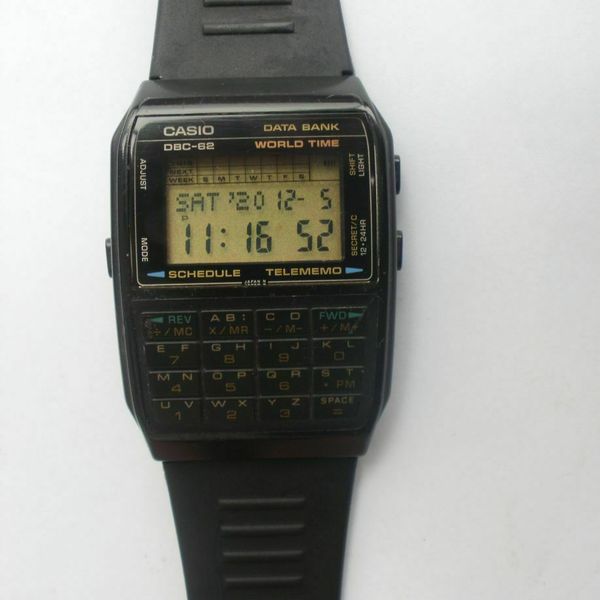 Casio DBC-62 Japan digital big men's calculator around 1985 wrist watch ...