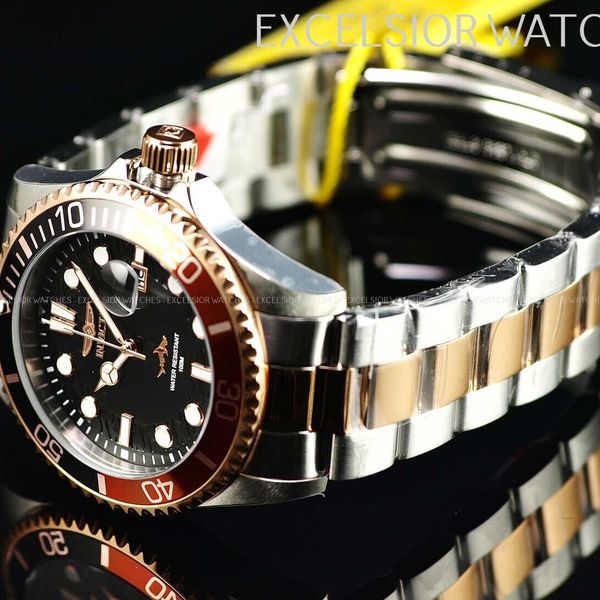 New Invicta Men's 43mm Pro Diver HAMMERHEAD BLACK DIAL Rose Two Tone SS ...