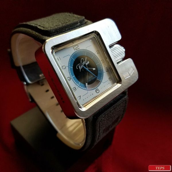Vestal "SHORTWAVE v.8" (Black Leather) Japanese Movement w/ Oversize ...