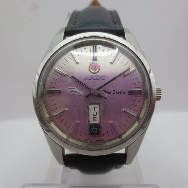 VINTAGE RADO SILVER GAZELLE DAYDATE STAINLESS STEEL AUTOMATIC MENS ...