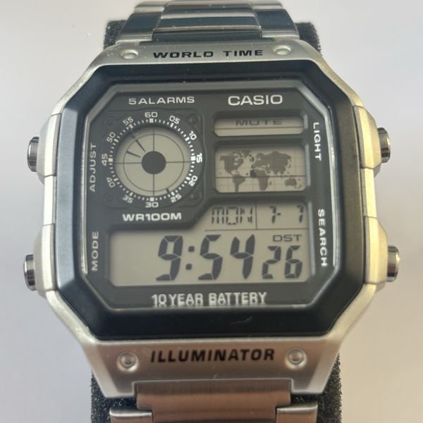 Casio AE-1200WHD-1AVEF World Time Royale With Stainless Bracelet ...