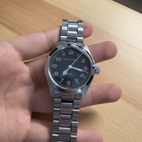 New Hamilton Khaki Field Murph 38MM Black Dial Steel Men's Watch ...