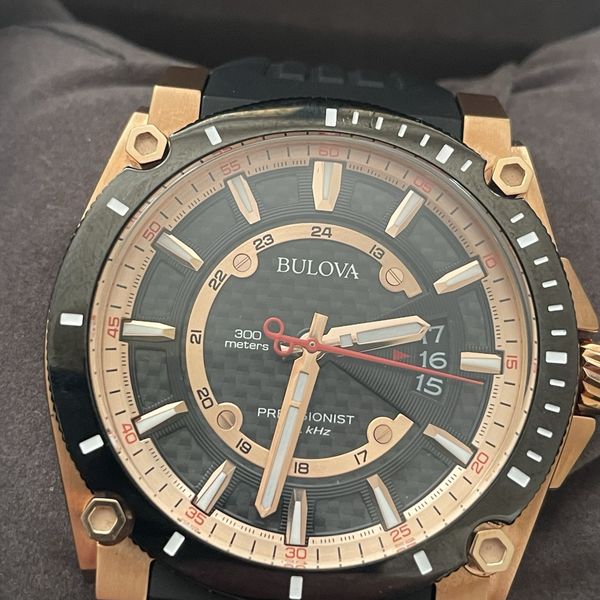 Bulova Precisionist 98B152 Icon Quartz Men's Black Silicon Calendar ...