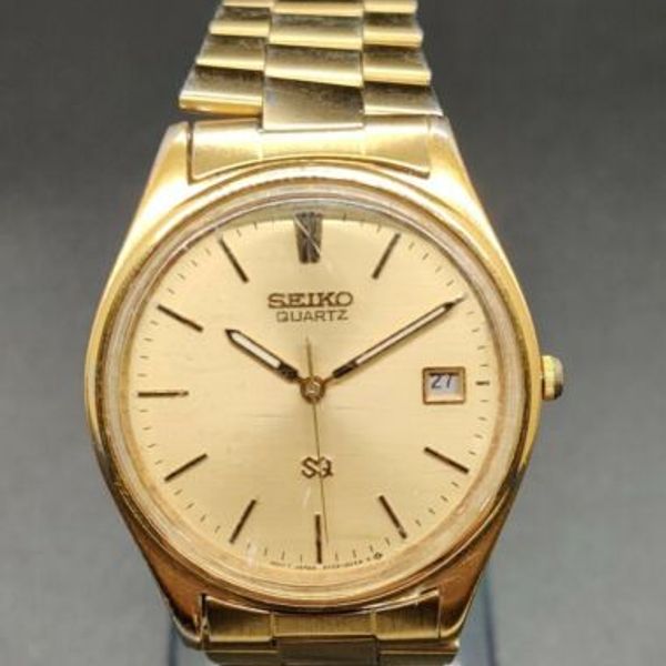 Vintage SEIKO SQ GOLD TONE WRIST WATCH 1 JEWEL 5Y22-8020 WATER RESISTANT | WatchCharts