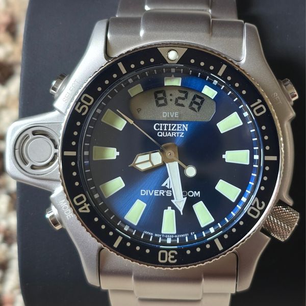 Citizen Aqualand Promaster Blue Dial Diver Watch JP2000-67L Depth Sensor Alarm | WatchCharts ...