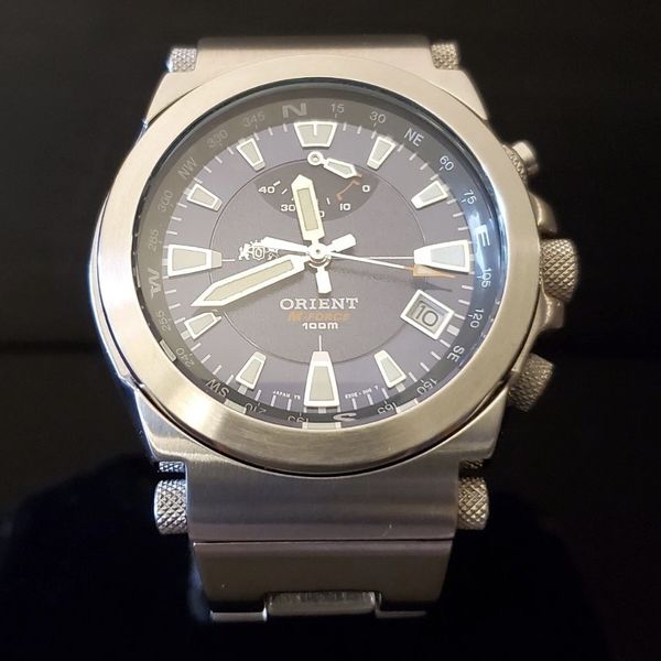Mens Orient M-Force EXOE-C1 CA 100M S/S Internal Compass Bezel ...