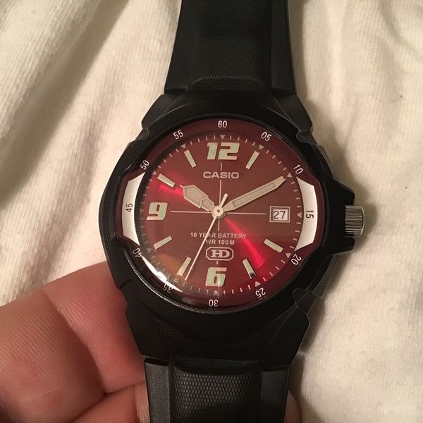 Casio HD MW-600 Quartz Analog Men Watch Red Or Maroon Dial New Batry 04 ...